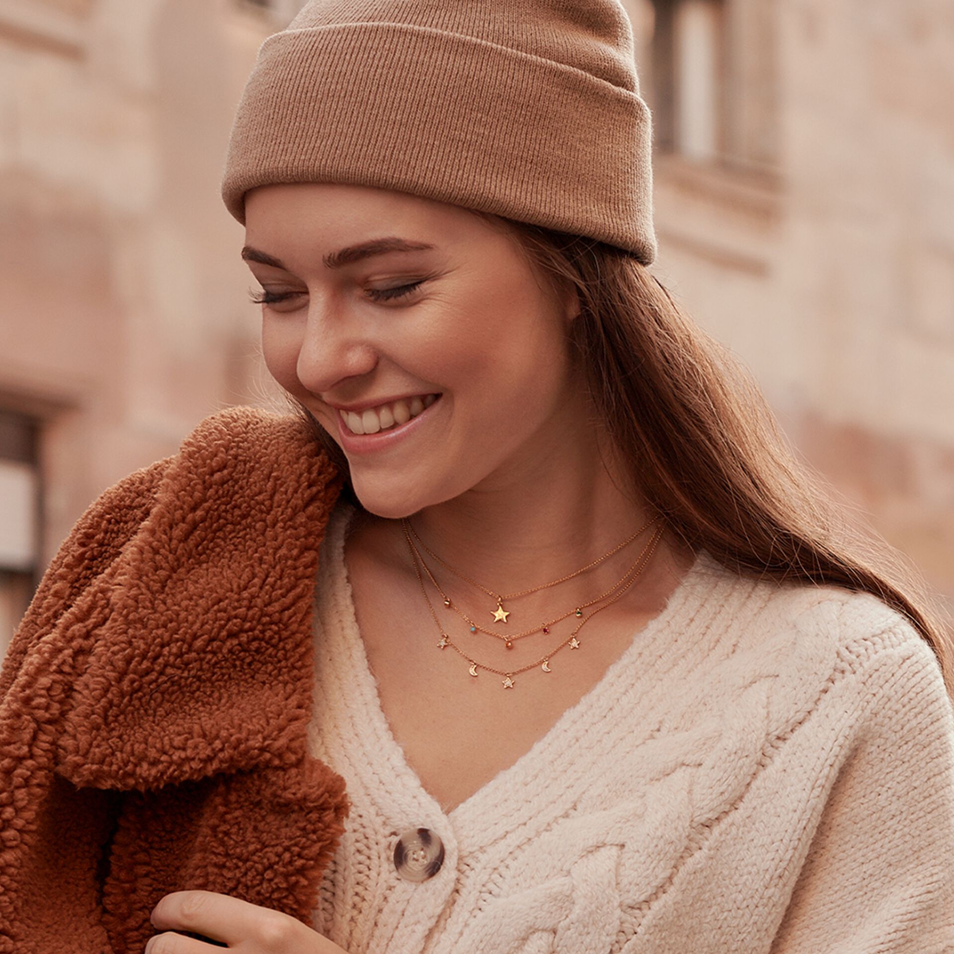 Golden necklace with cosmic ornaments – THOMAS SABO