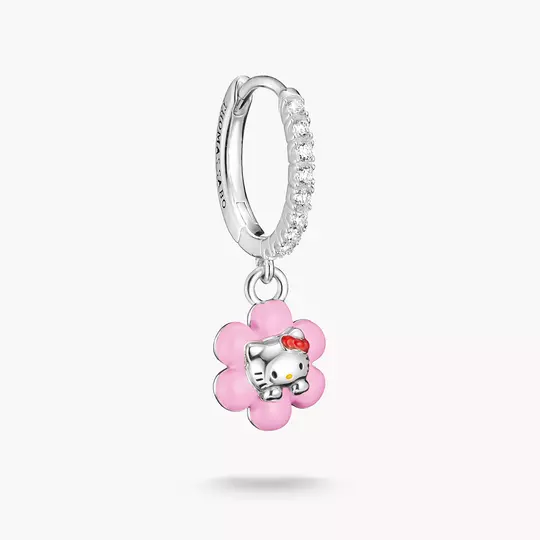 Hello Kitty Single hoop earring flower with white zirconia | THOMAS SABO