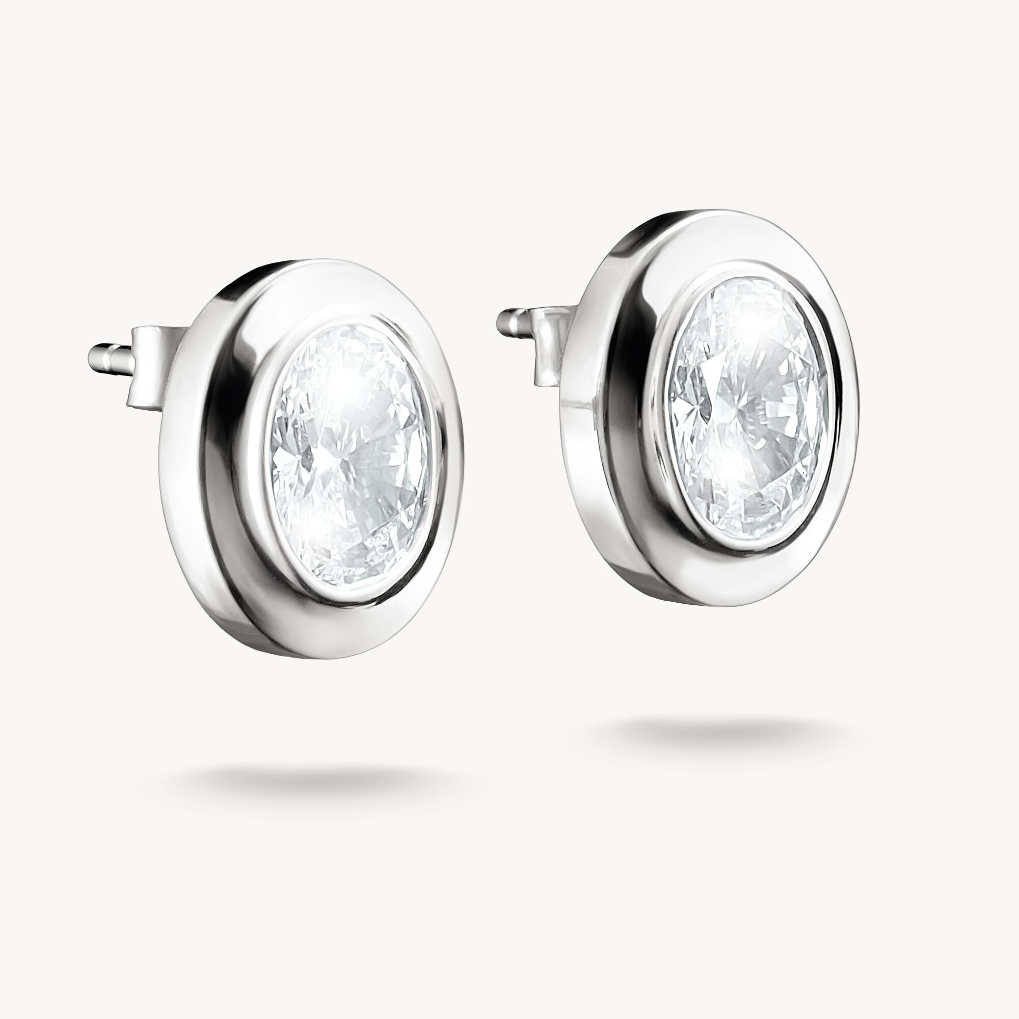 Silver Oval Stud Earrings with Zirconia Stones | THOMAS SABO