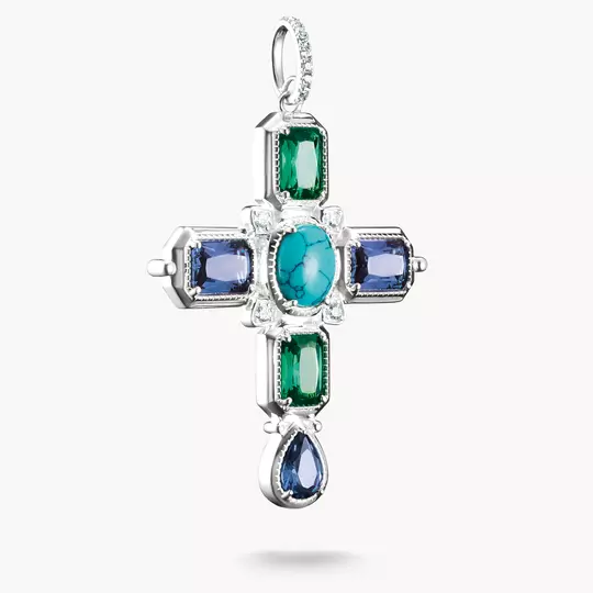 Cross pendant with multicoloured stones silver | THOMAS SABO
