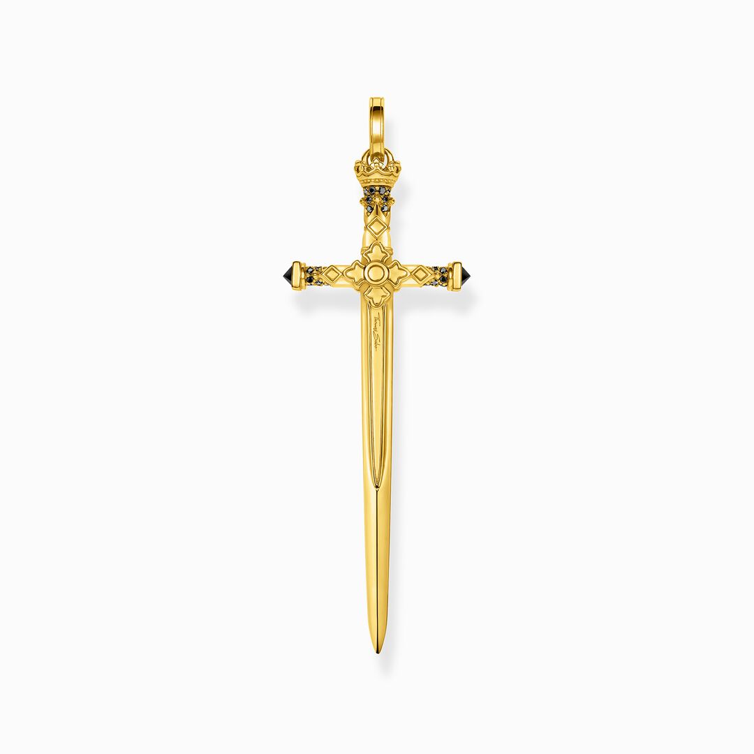 Chain pendant for men: sword, yellow-gold plated | THOMAS SABO